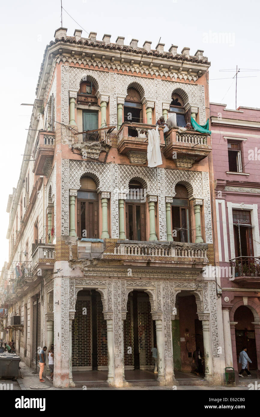 neo-Islamic Moorish style apartment building, Paseo del Prado, old ...