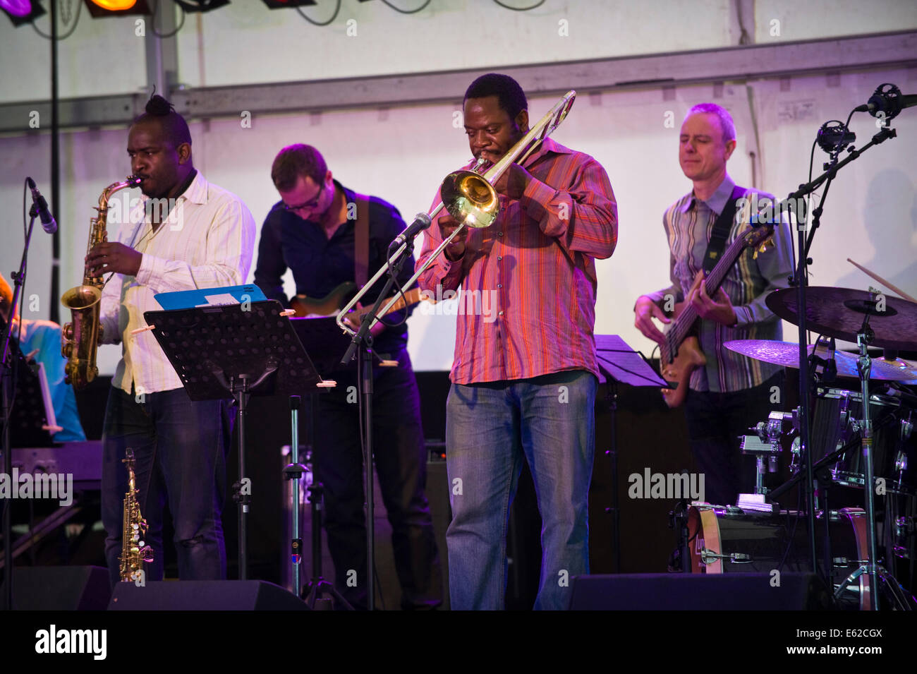 Township Comets jazz band from South Africa performing on stage at ...