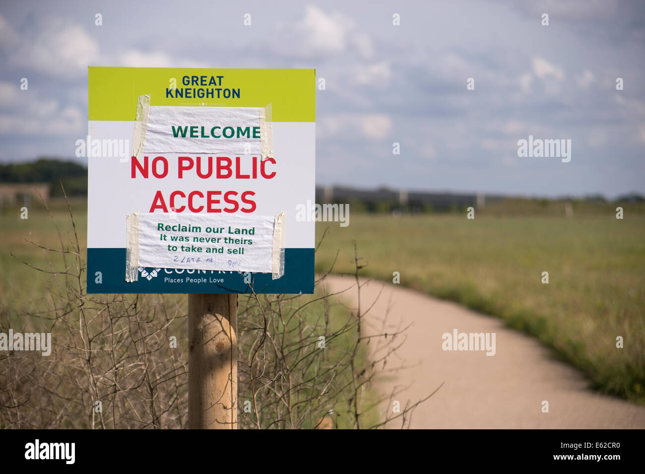 sign at Great Kneighton Cambridge indicating no public access and reply ...
