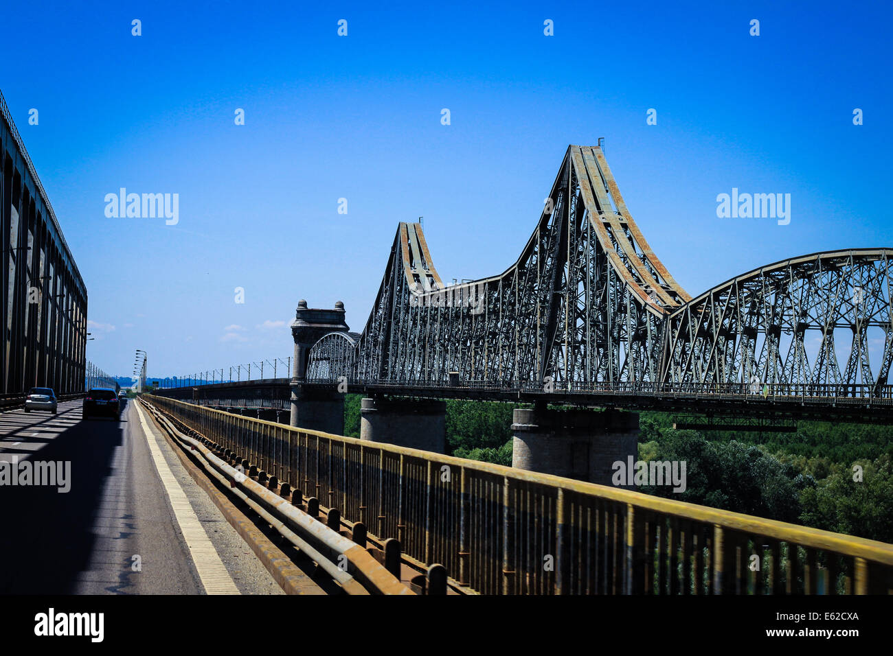 Two bridges beside each other, one for railroad Stock Photo - Alamy