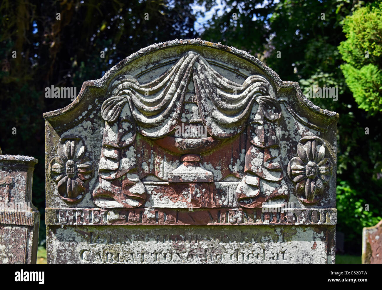 Sandstone gravestone with draped urn design. Church of Saint Peter ...