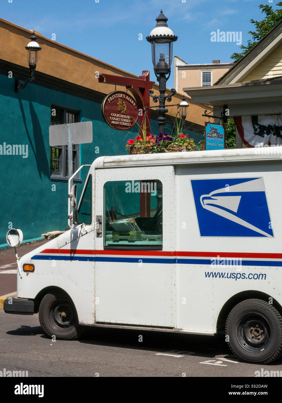 Postal Delivery Van on East State Street in Doylestown, PA Stock Photo ...
