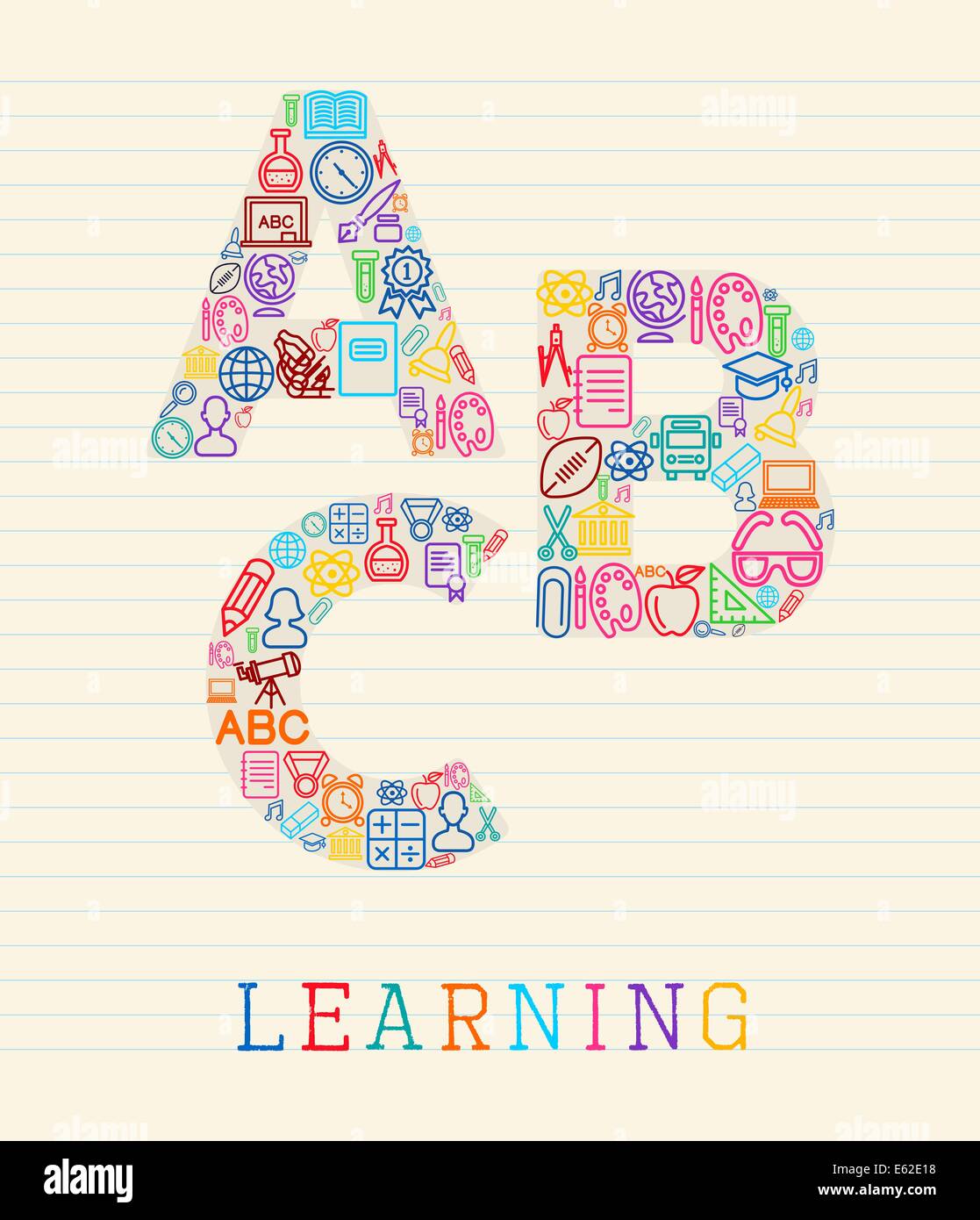 Learning global educational concept: letters ABC shapes made with ...