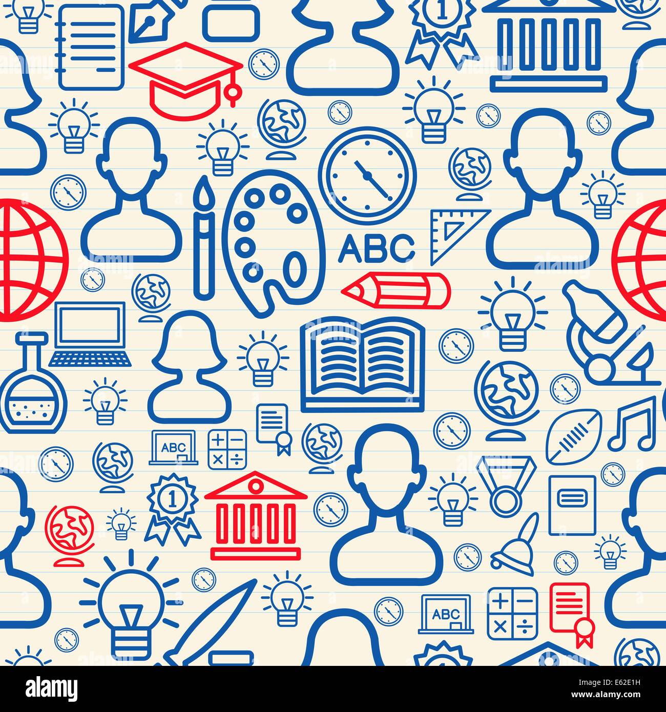 Education seamless pattern background with school icons and symbols ...