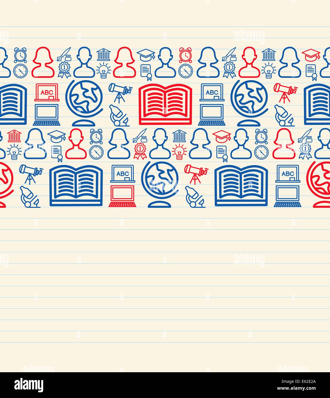 Education seamless pattern background with school outline icons over ...