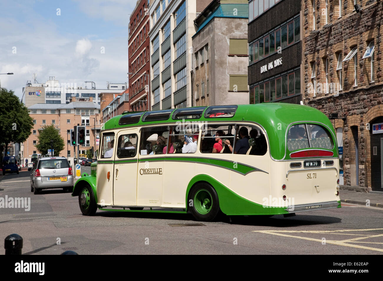 Vintage bus in Bristol UK Stock Photo - Alamy