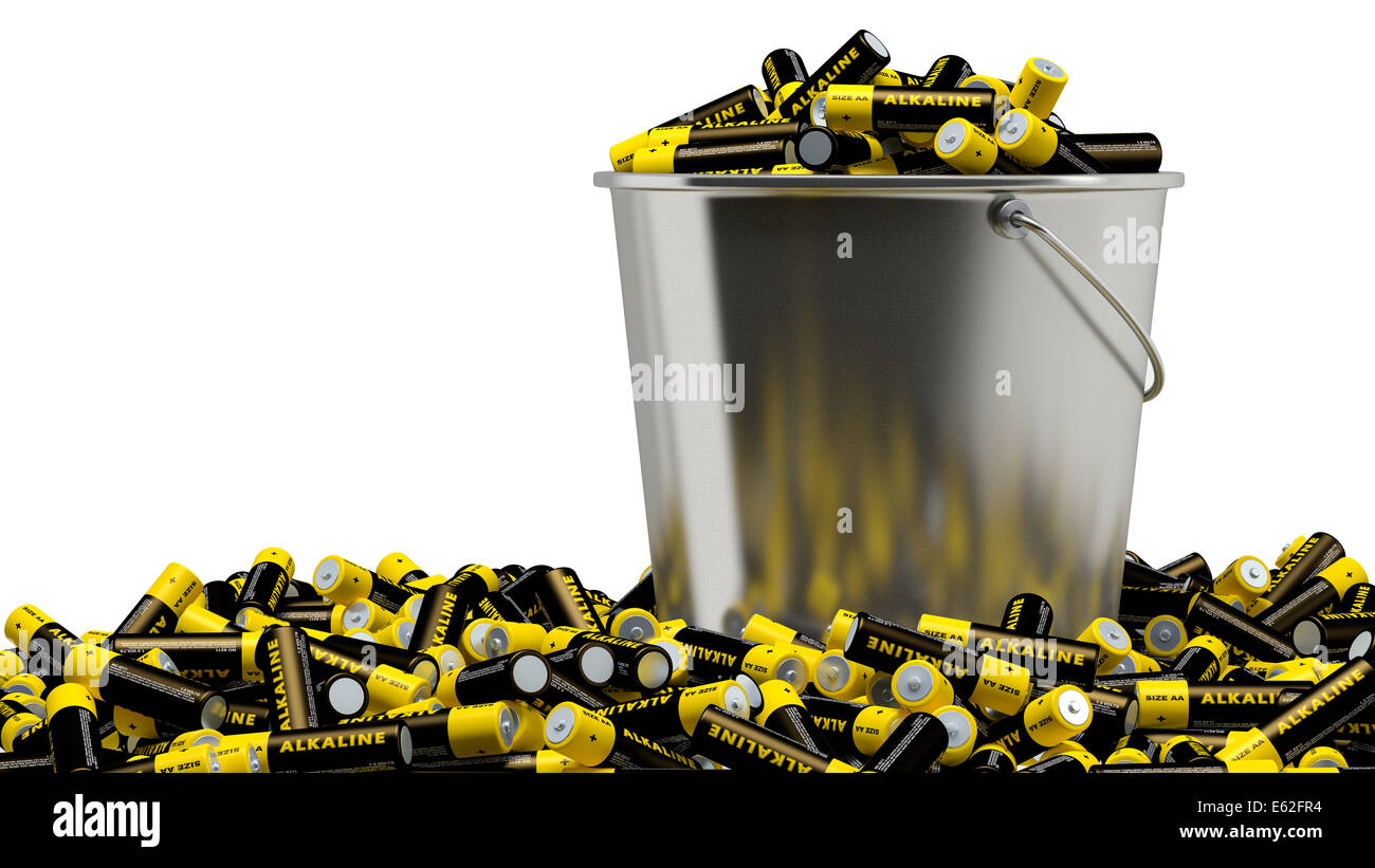 Alkaline Batteries in a bucket Stock Photo - Alamy