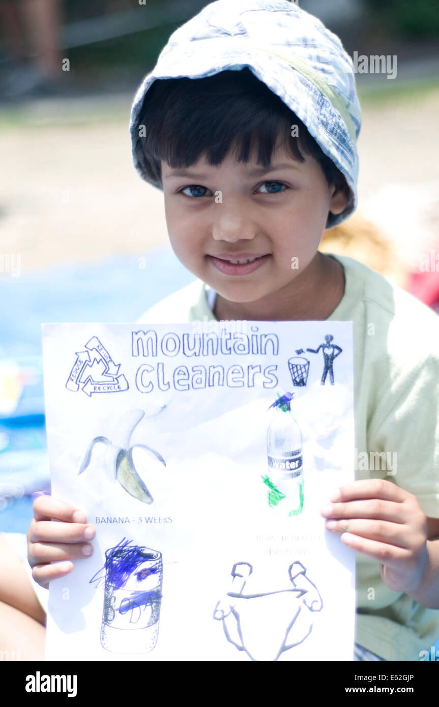 Children learning about recycling and waste management in Bhagsu ...