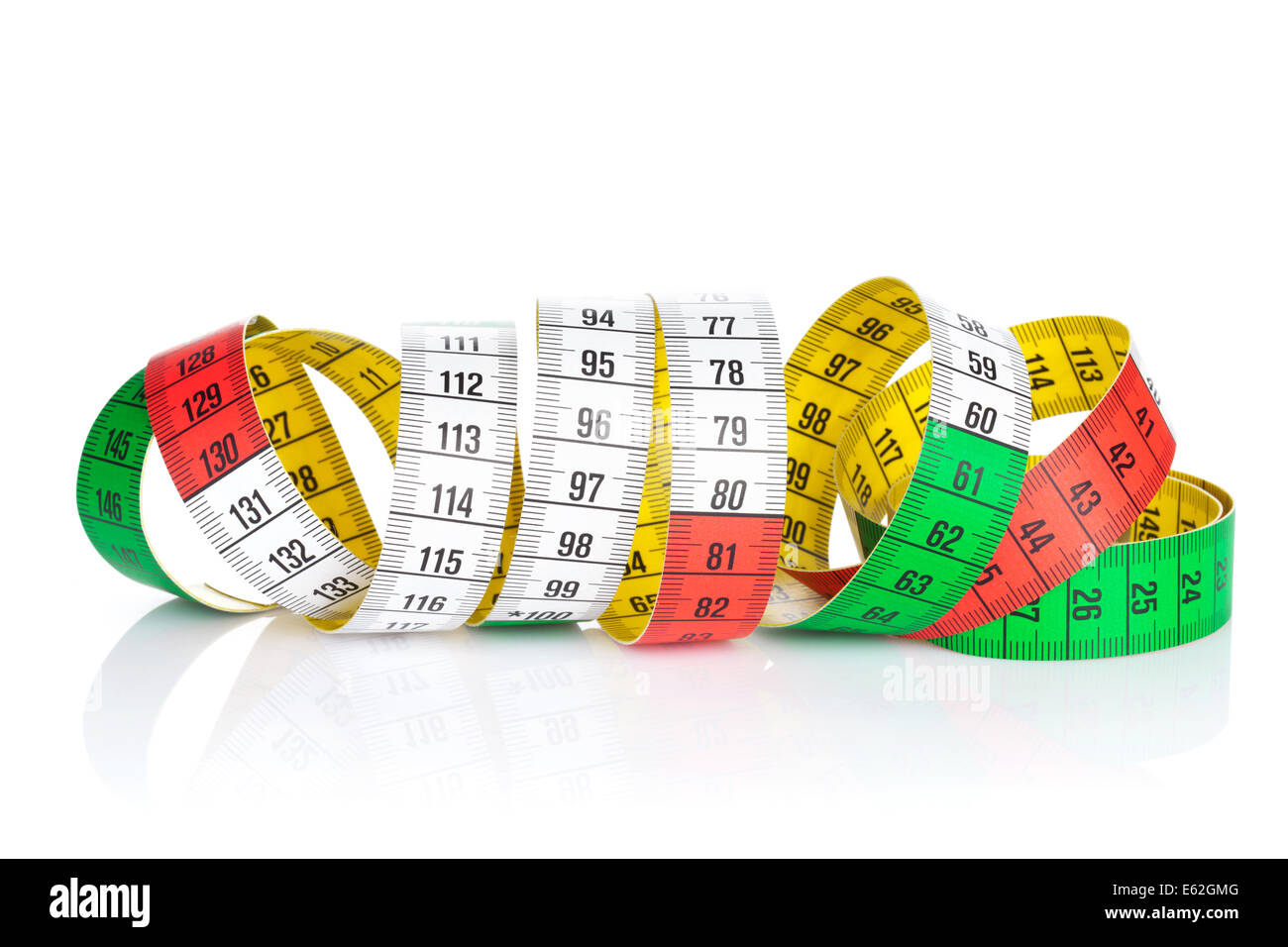 Colorful measure tape. Isolated on white background Stock Photo - Alamy