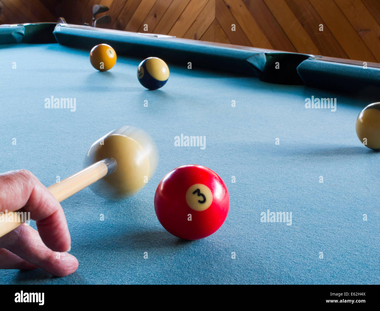 Pool Table with Player Stock Photo - Alamy