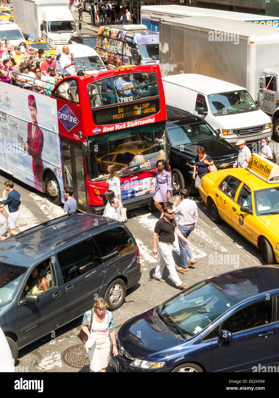 Gridlock at Busy Intersection, Times Square, NYC Stock Photo - Alamy