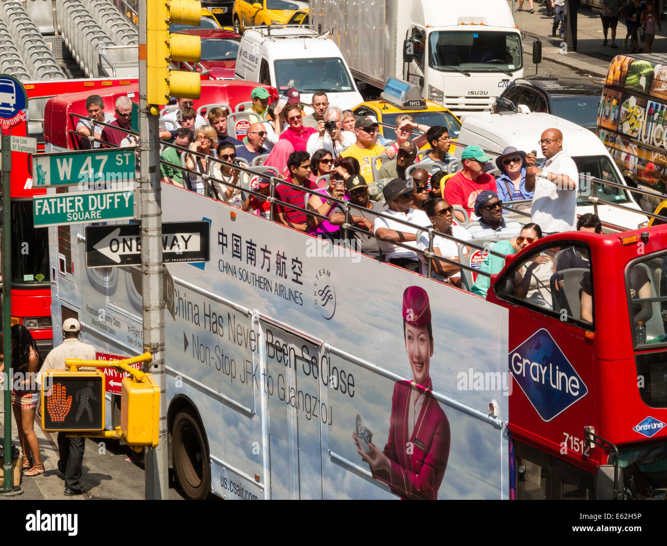 Double Decker Sightseeing Tour Bus, Times Square, NYC Stock Photo - Alamy