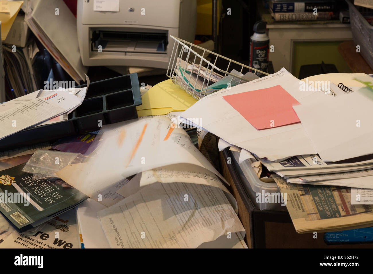 Untidy Office Clutter of Stacked Printed Material, USA Stock Photo - Alamy