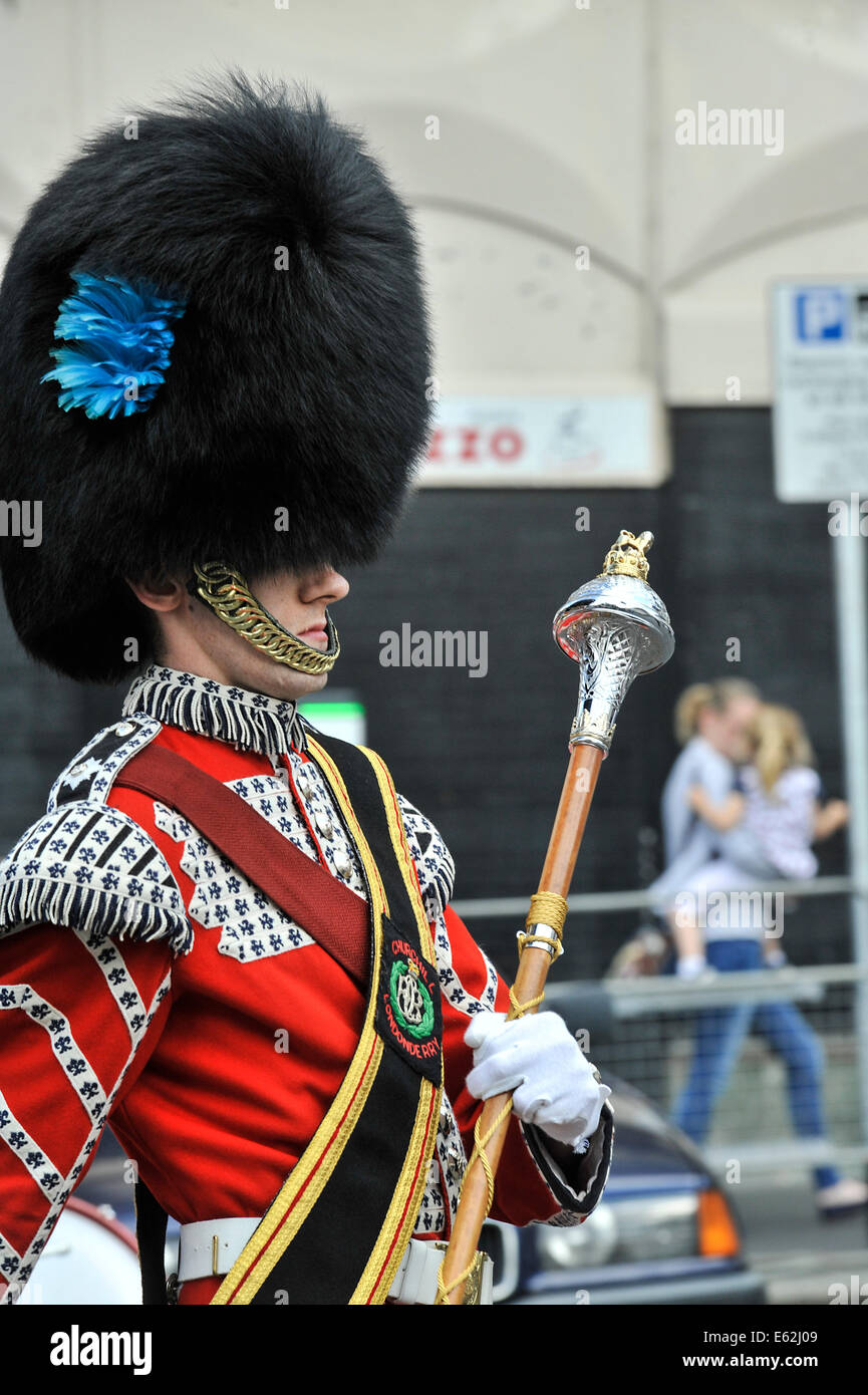 Drum Leader of the loyalist Churchill Band at Apprentice Boys of Derry ...