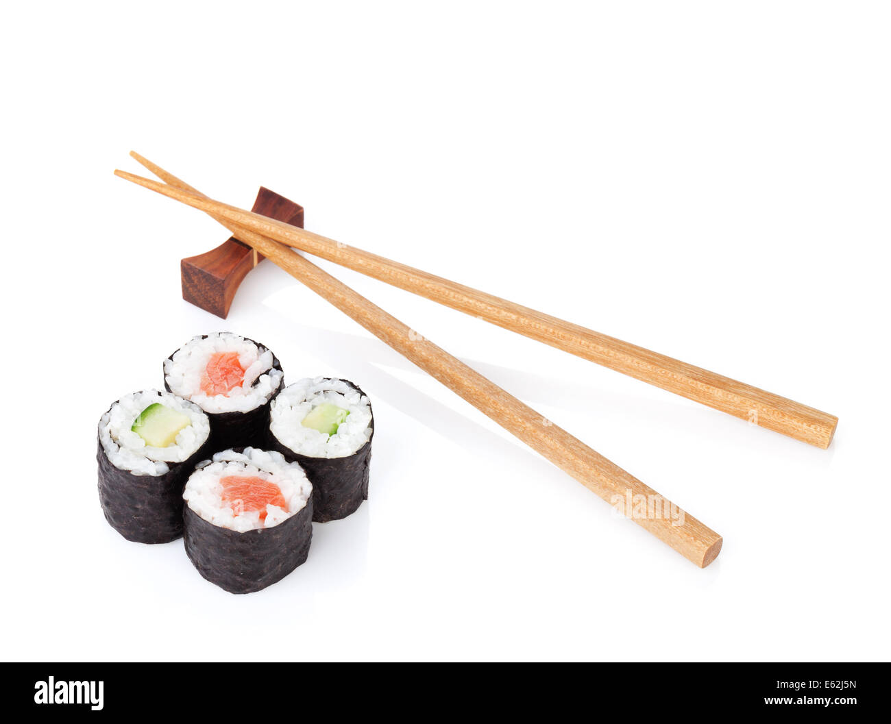 Sushi set and chopsticks. Isolated on white background Stock Photo - Alamy