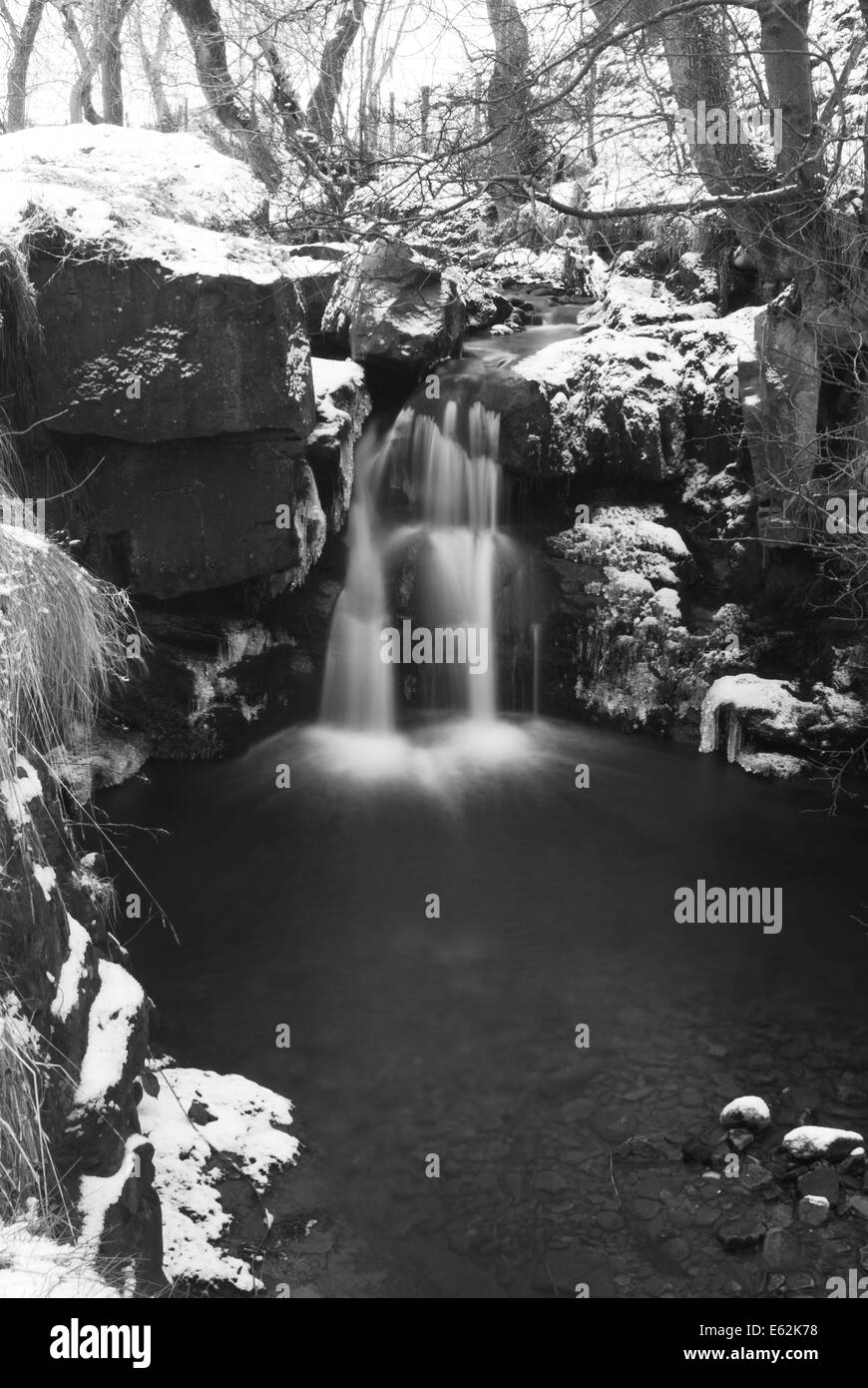 Double Waterfalls in the Winter Stock Photo - Alamy