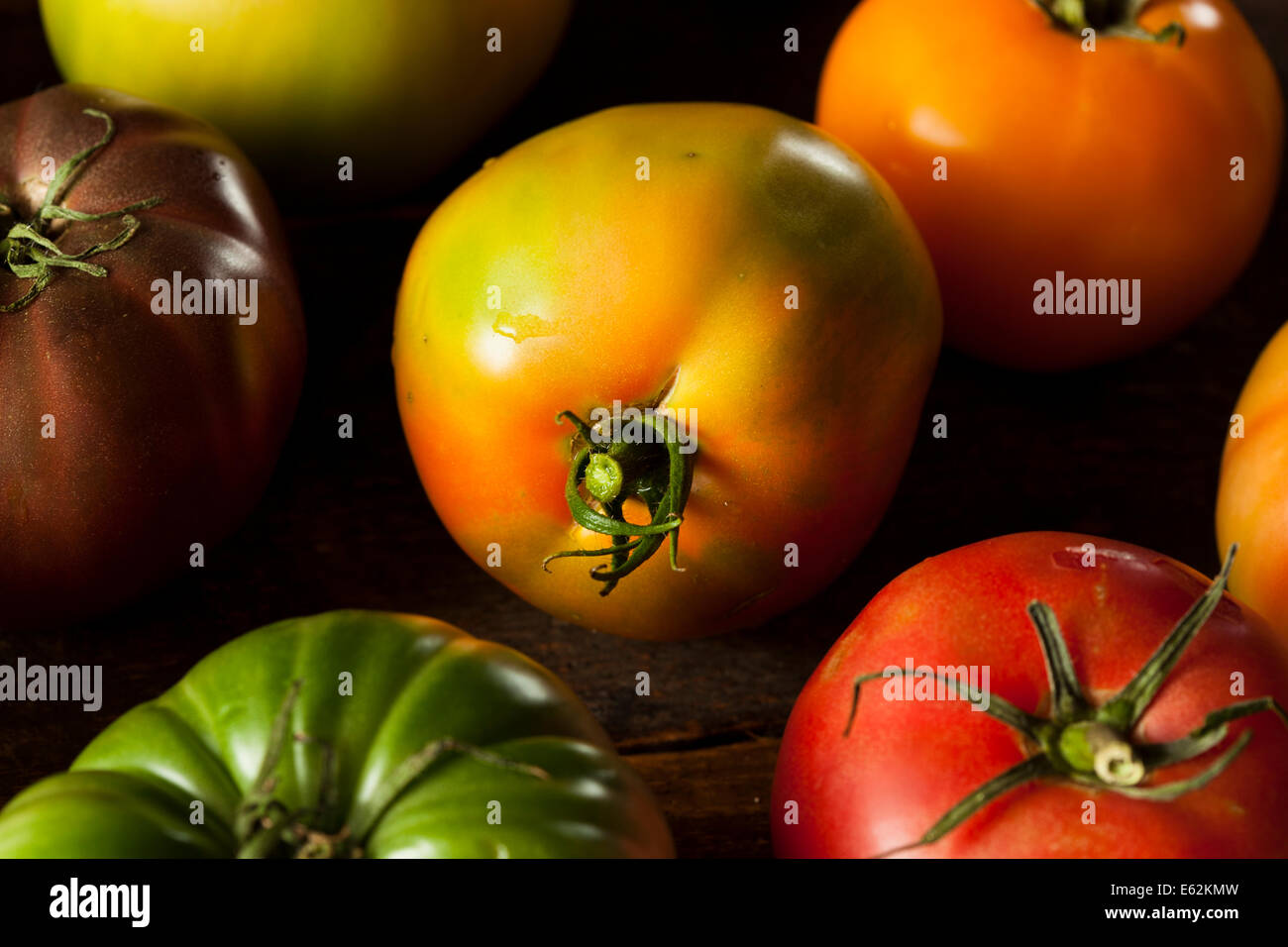 Colorful Organic Heirloom Tomatoes Fresh from the Garden Stock Photo ...