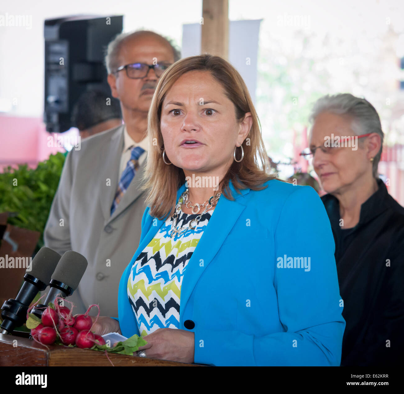 NYC Council Speaker Melissa Mark-Viverto speaks during the re-opening ...