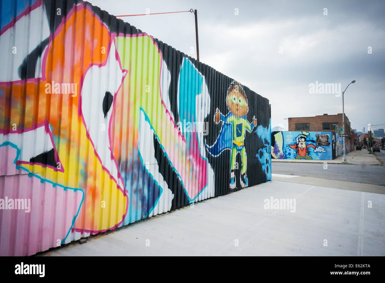 Graffiti style mural in the popular destination, the Williamsburg ...