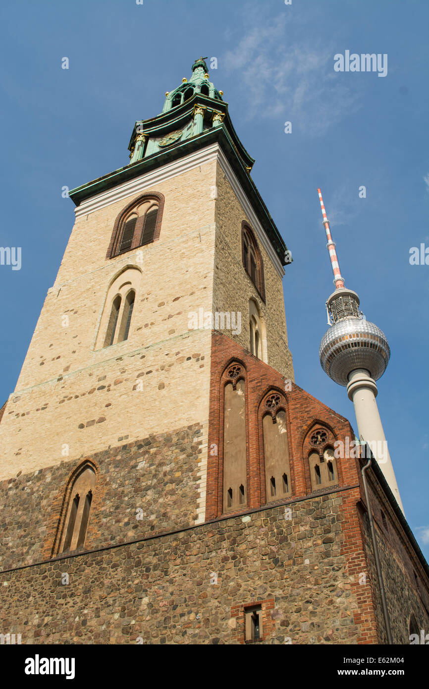 Old and new. St Mari church and Berlin TV Tower Stock Photo - Alamy