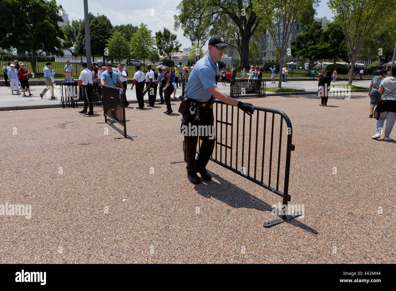 Police moving barricade fences - Washington, DC USA Stock Photo - Alamy
