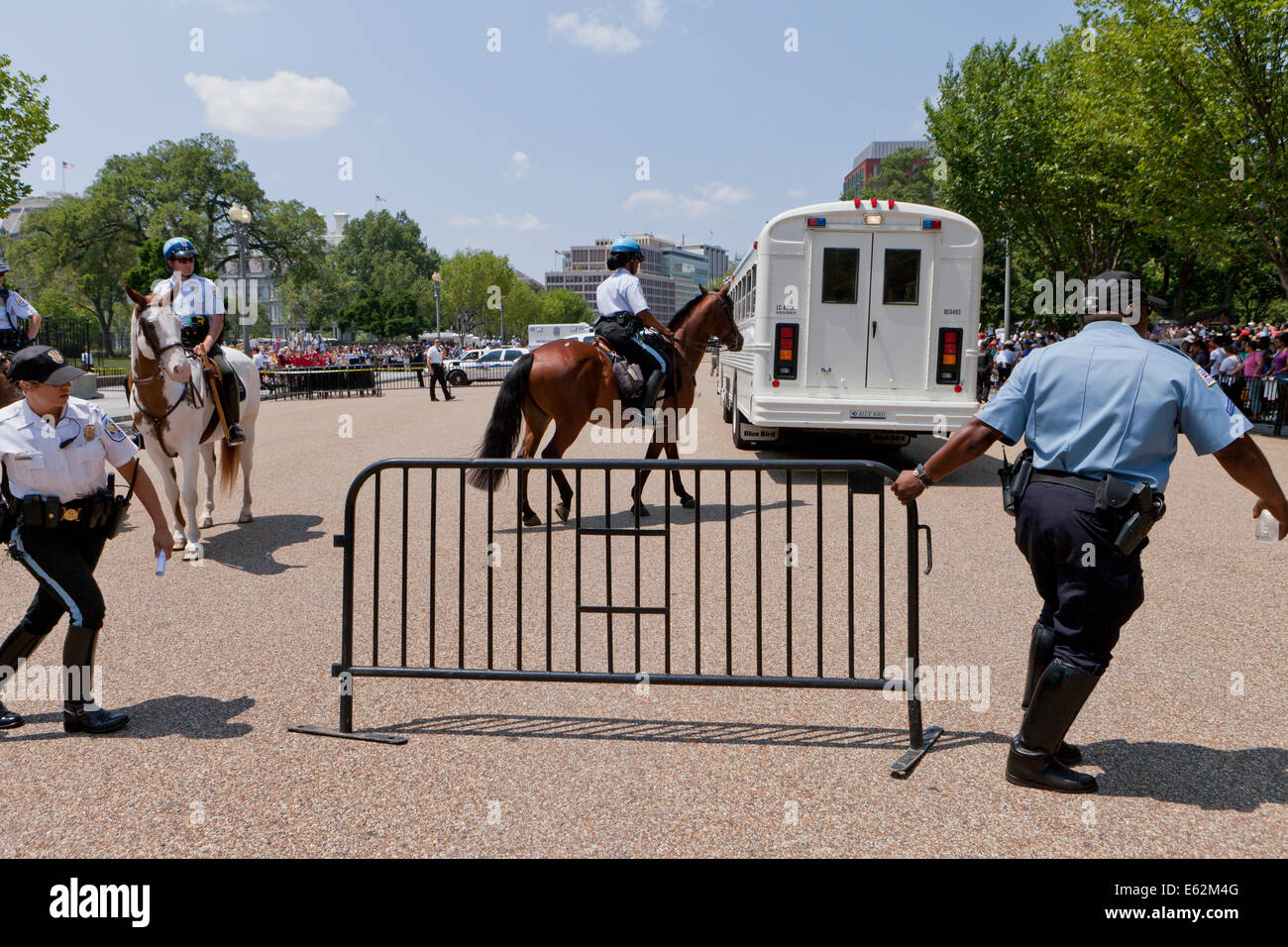 Police moving barricade fences - Washington, DC USA Stock Photo - Alamy