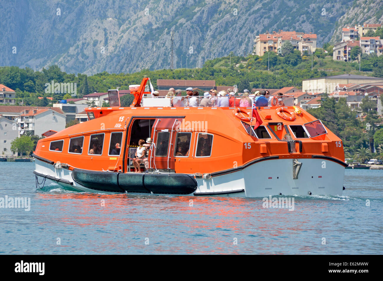 Cruise ship passengers returning from shore excursion being ferried ...