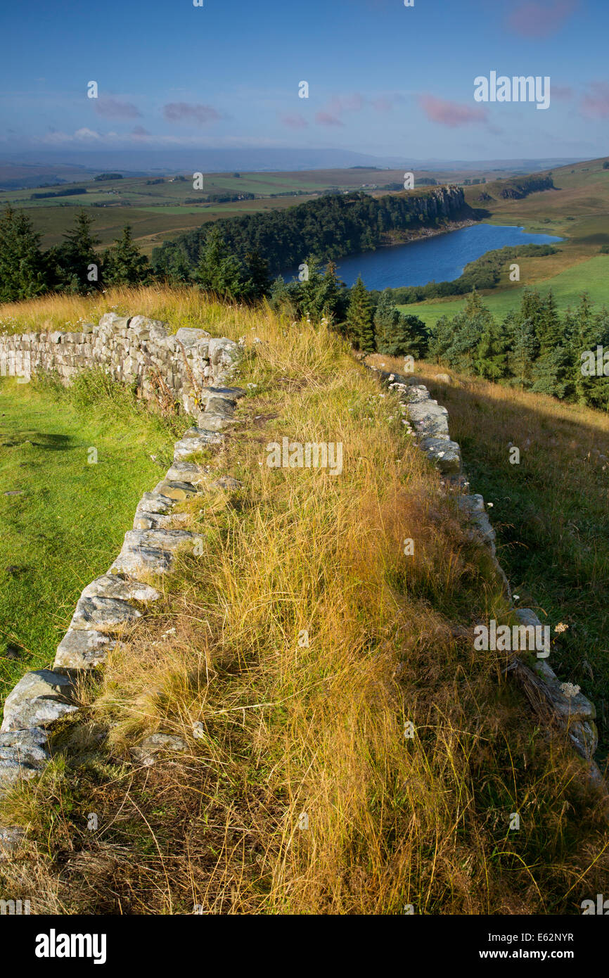 Dawn at Hadrian's Wall near the Roman fort at Housesteads ...