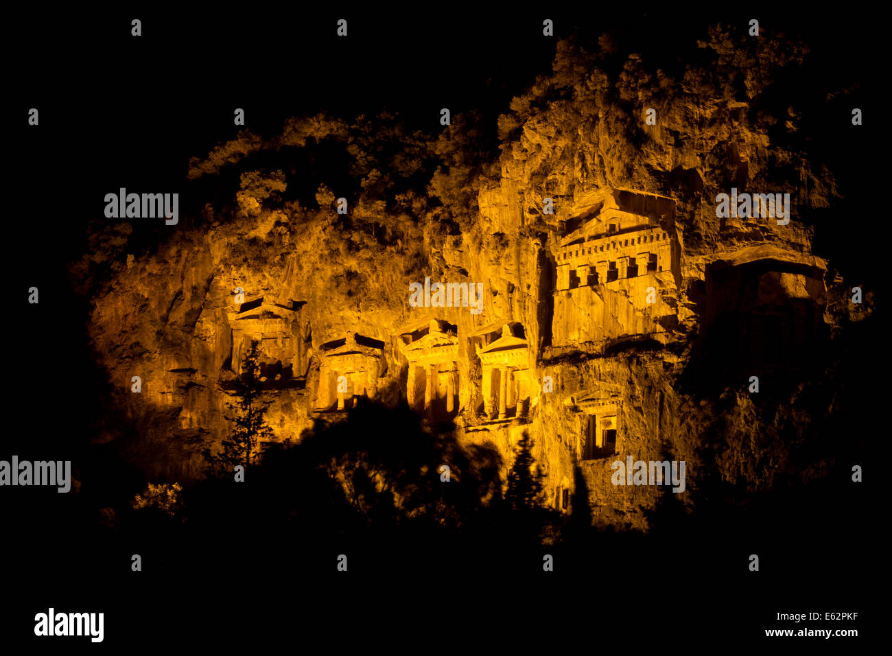Kaunian rock tombs from Dalyan, Ortaca, Turkey Stock Photo - Alamy