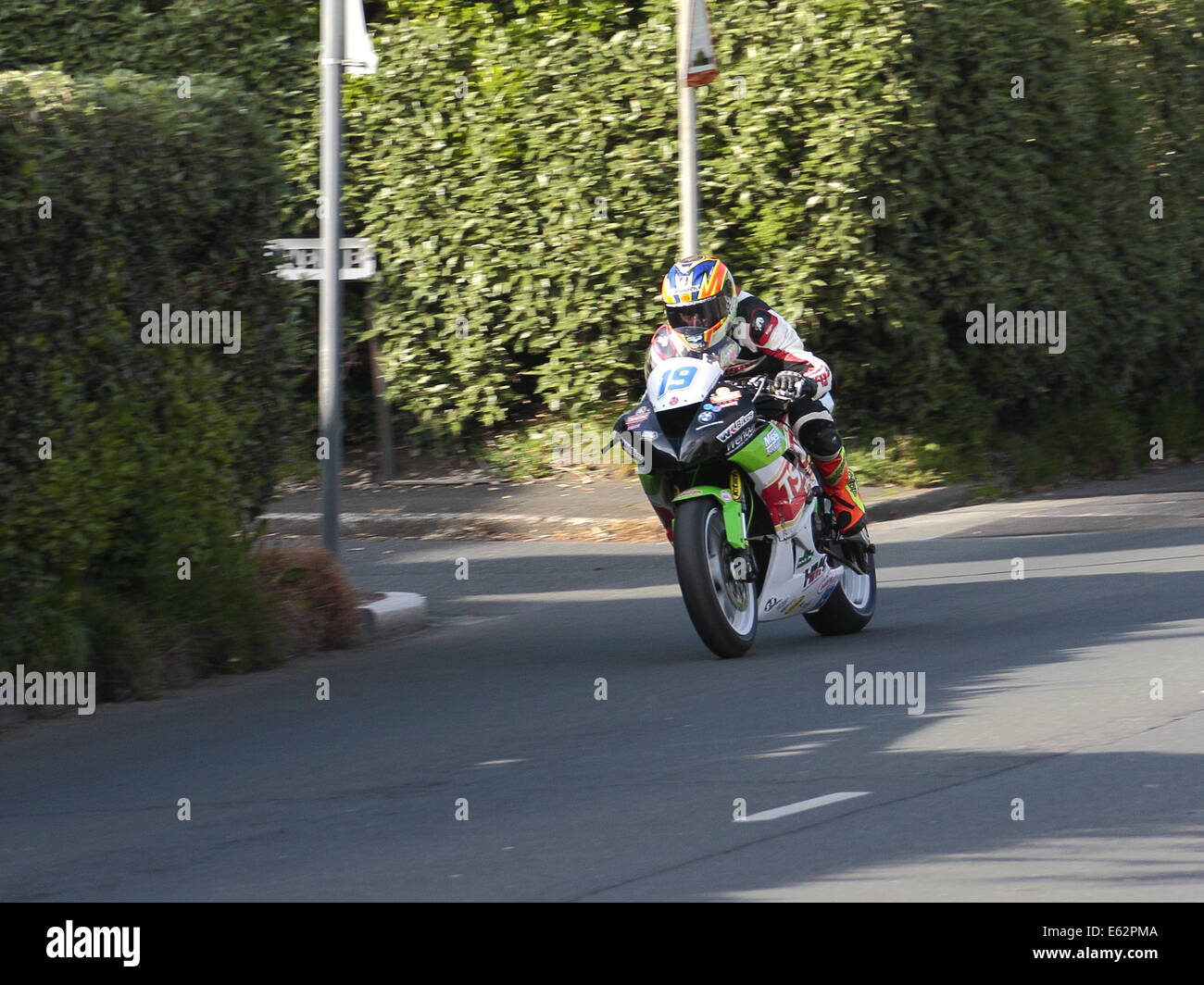 Daniel Cooper riding his Supersport Kawasaki, on the Isle of Man's ...