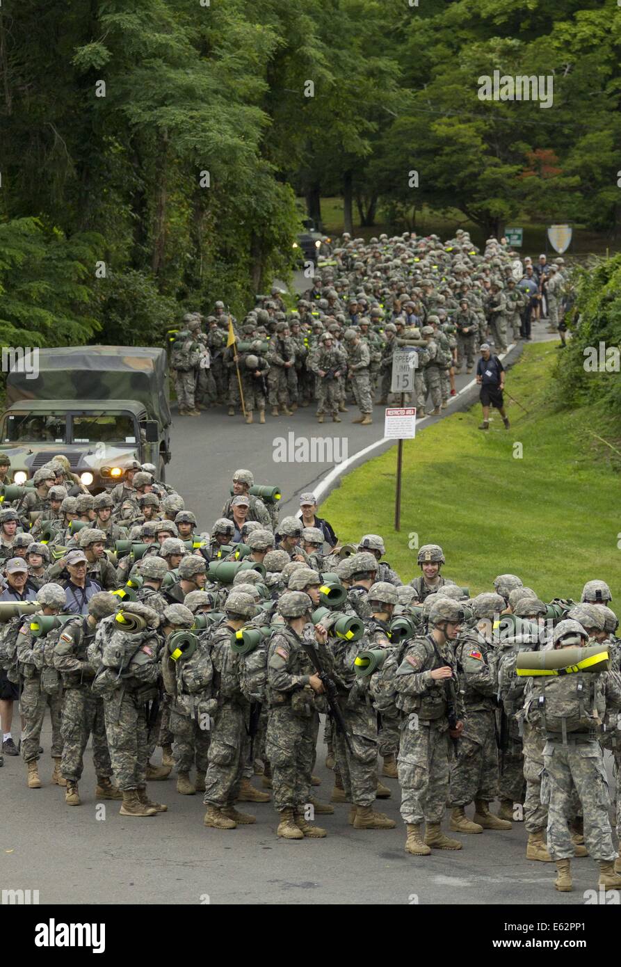 West Point, New York, USA. 12th Aug, 2014. New cadets march back from ...