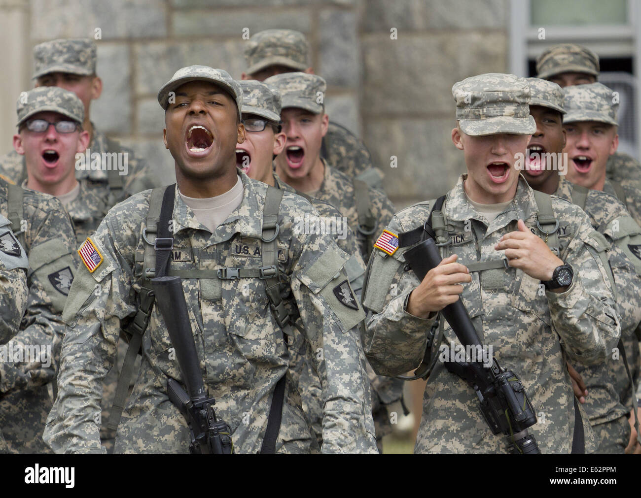West Point, New York, USA. 12th Aug, 2014. New cadets celebrate with a ...