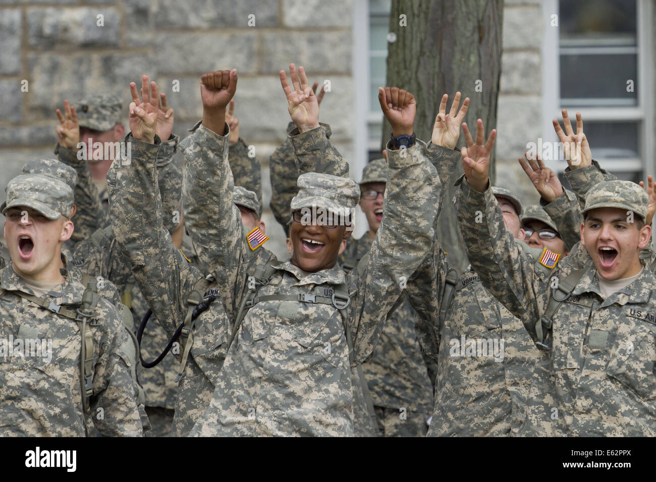 West Point, New York, USA. 12th Aug, 2014. New cadets celebrate with a ...