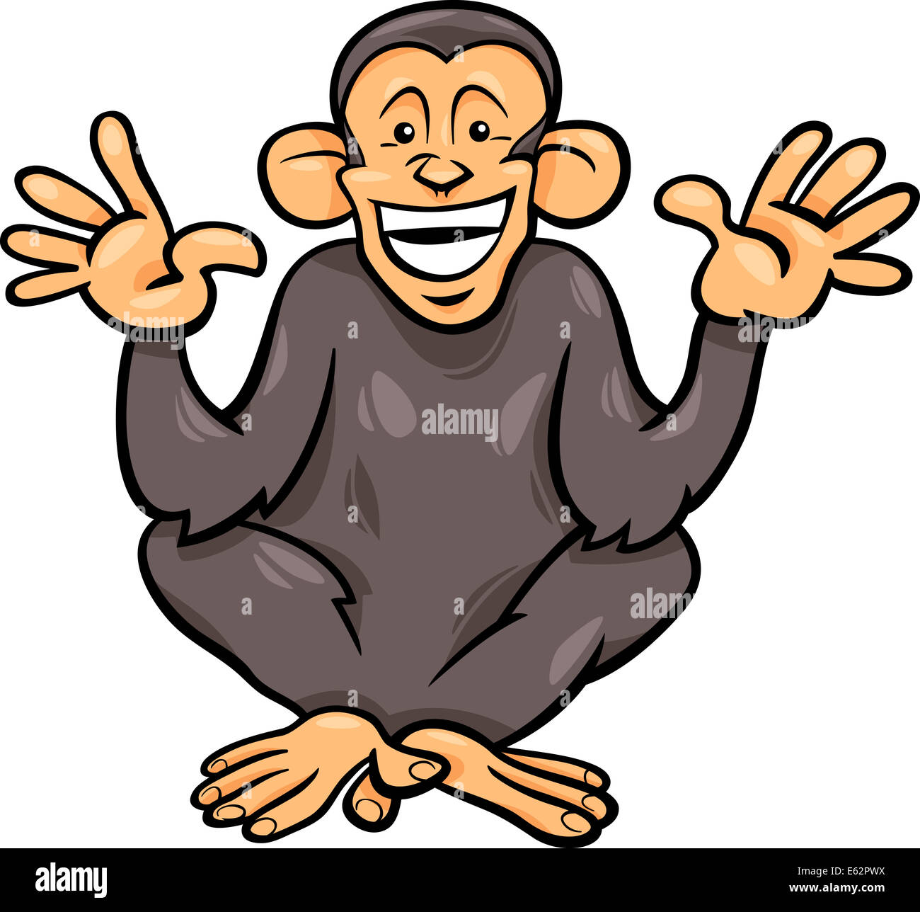 Cartoon Illustration of Funny Chimpanzee Ape Primate Animal Stock Photo ...