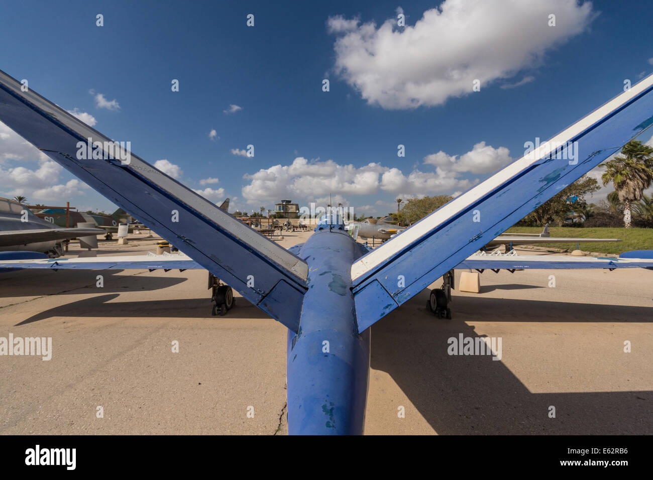 Israel. A French-made " Fouga Magister" trainer aircraft on display at ...