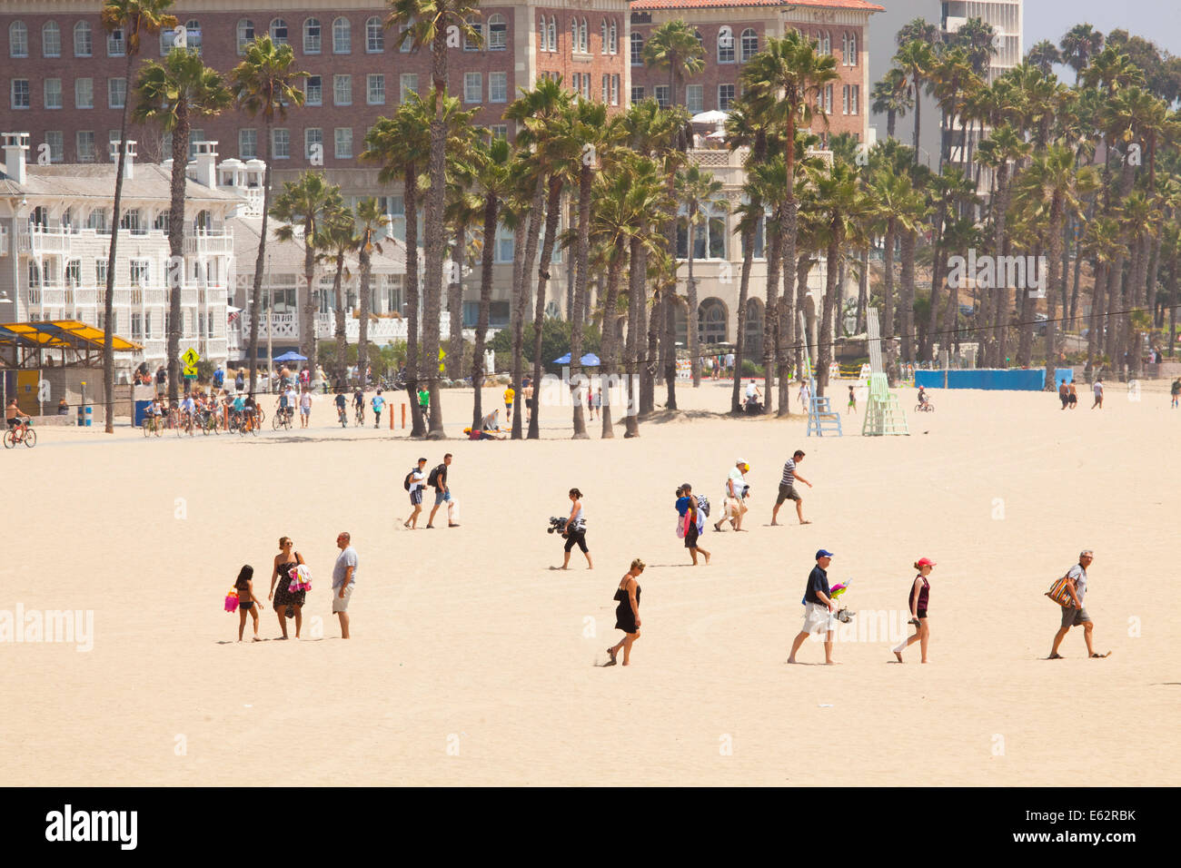 people enjoying the beach, Santa Monica, Los Angeles County, California ...