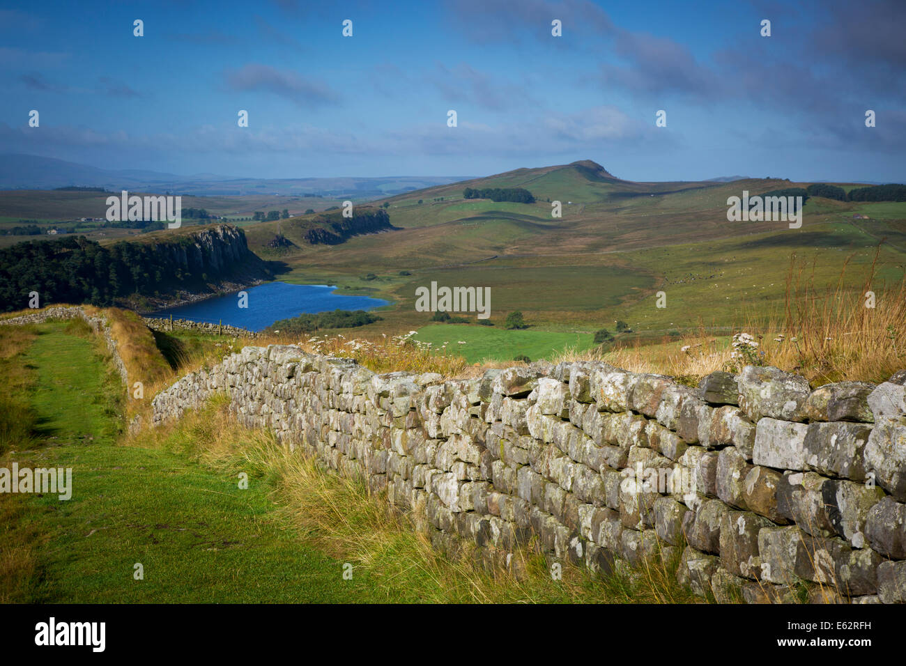 Dawn at Hadrian's Wall near the Roman fort at Housesteads ...
