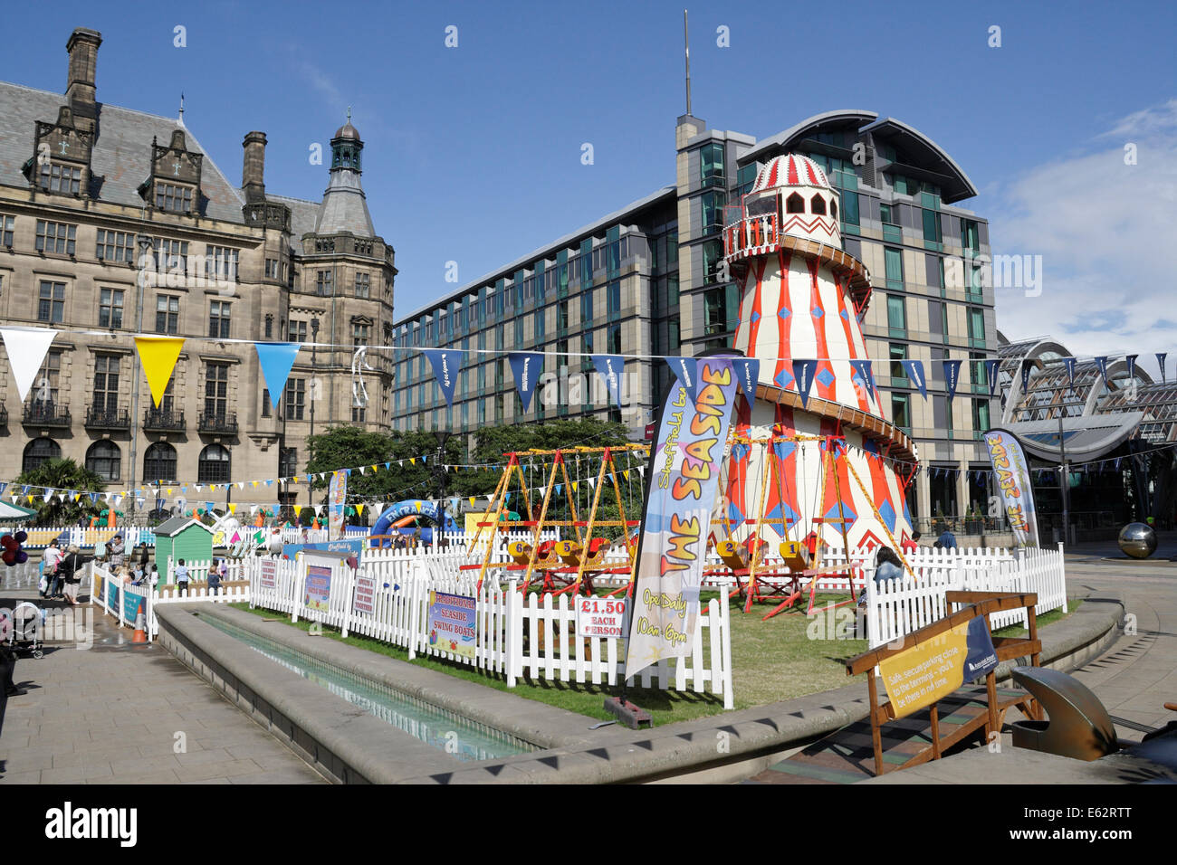 Childrens Funfair Playground in the Peace gardens in Sheffield city ...