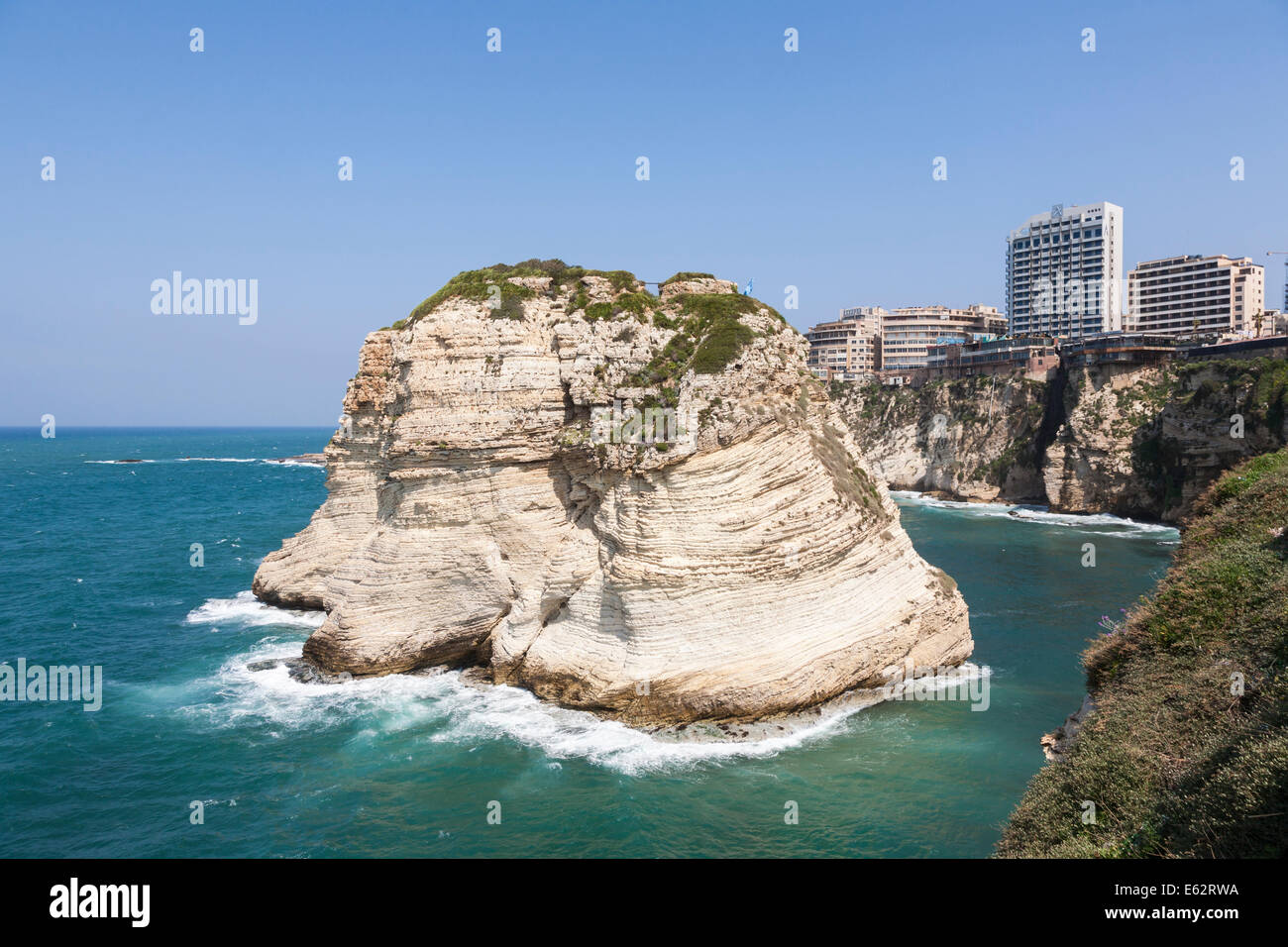 Pigeon Rock, or the Rock of Raouché, on the Mediterranean coast in the ...