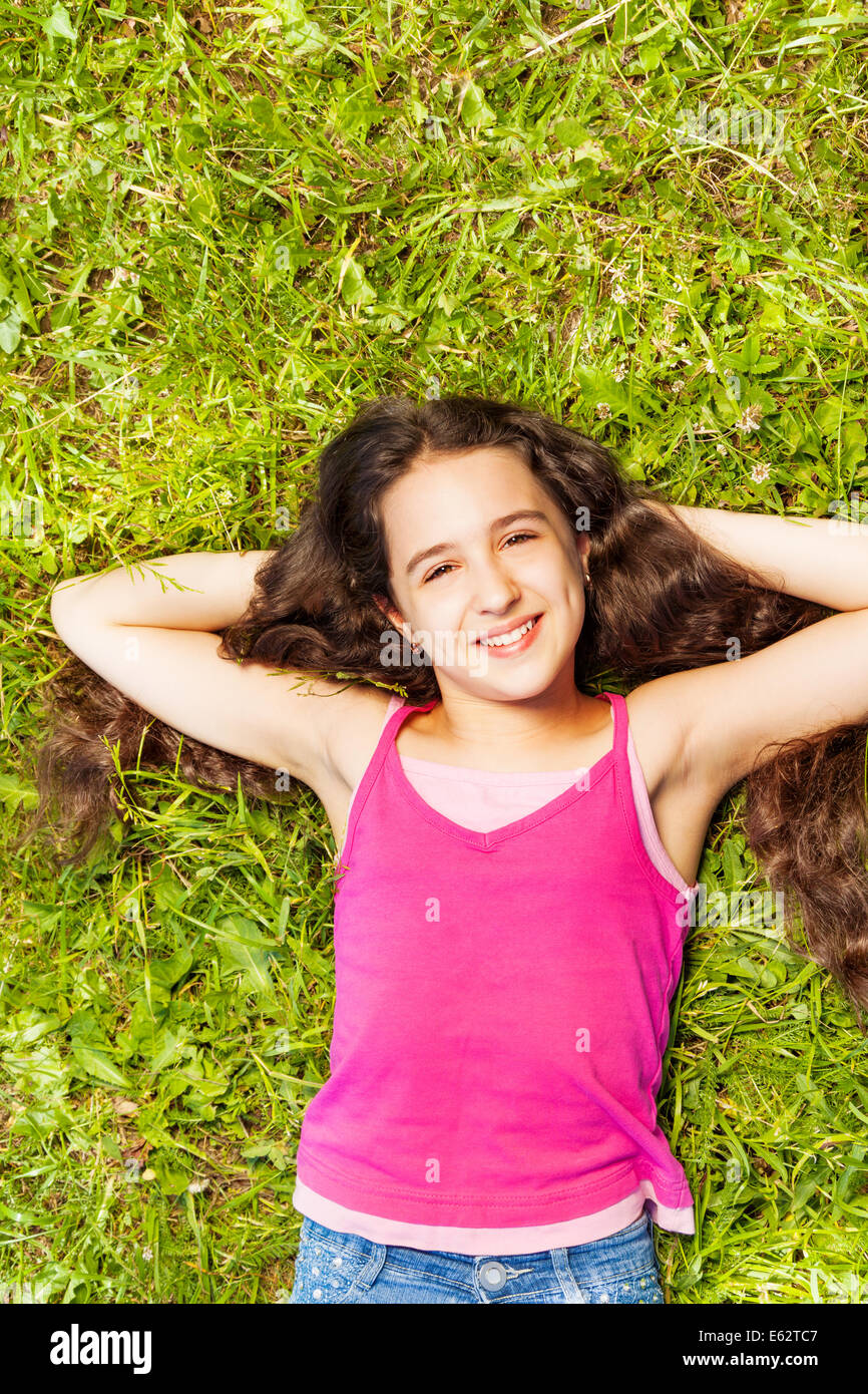 View from above of pretty girl with long hair Stock Photo - Alamy