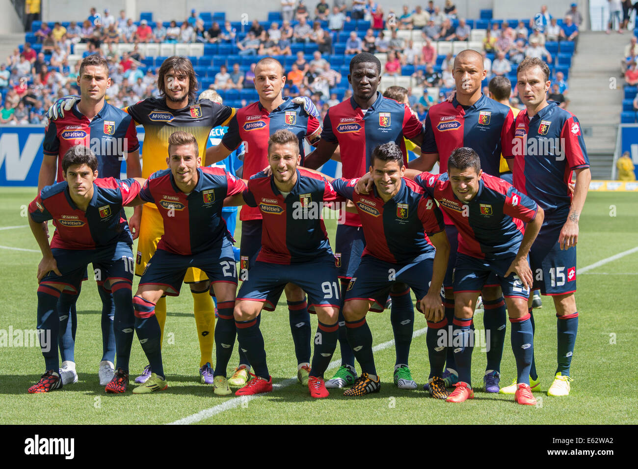 Sinsheim, Germany. 9th Aug, 2014. Genoa team group line-up Football ...