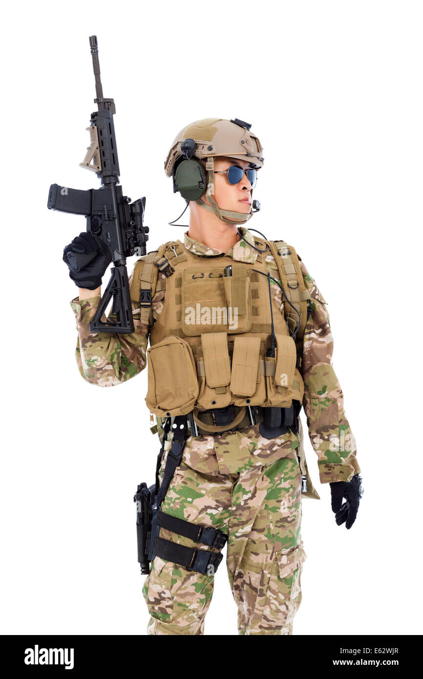 Soldier white background man gun hi-res stock photography and images ...