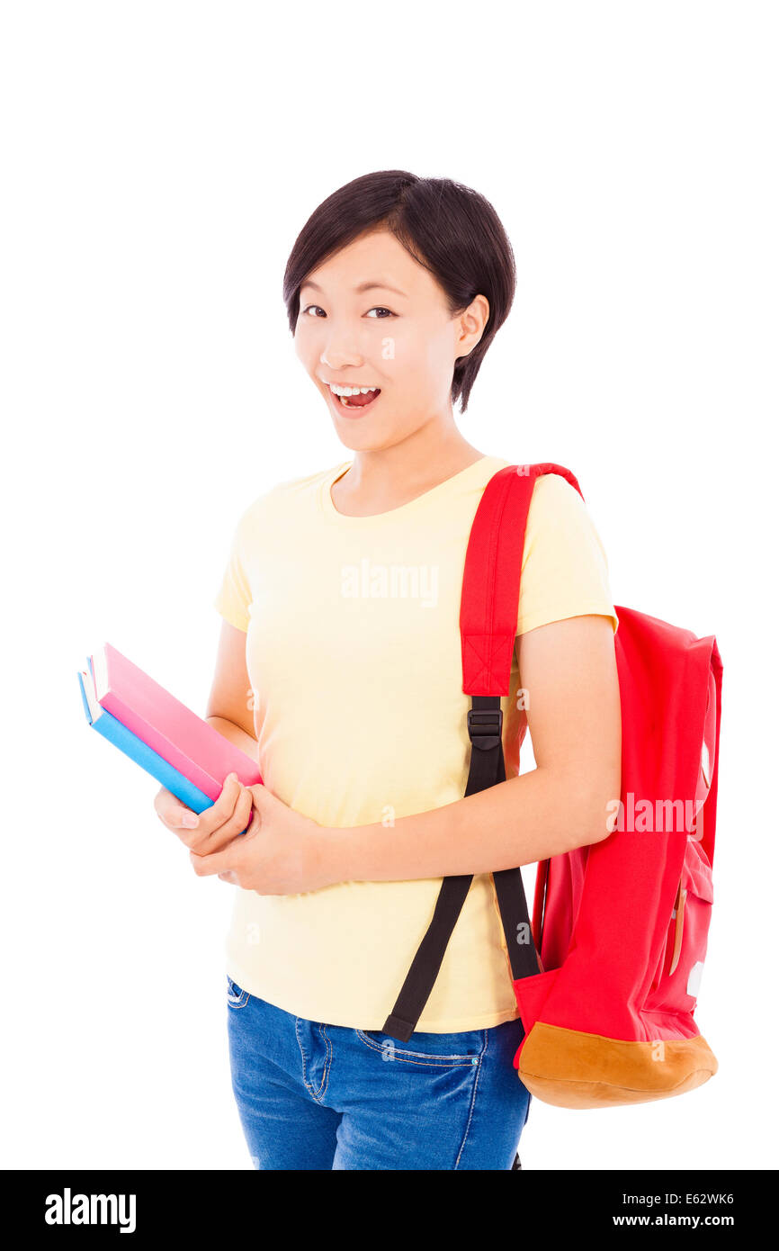 full length beautiful university student girl standing Stock Photo - Alamy