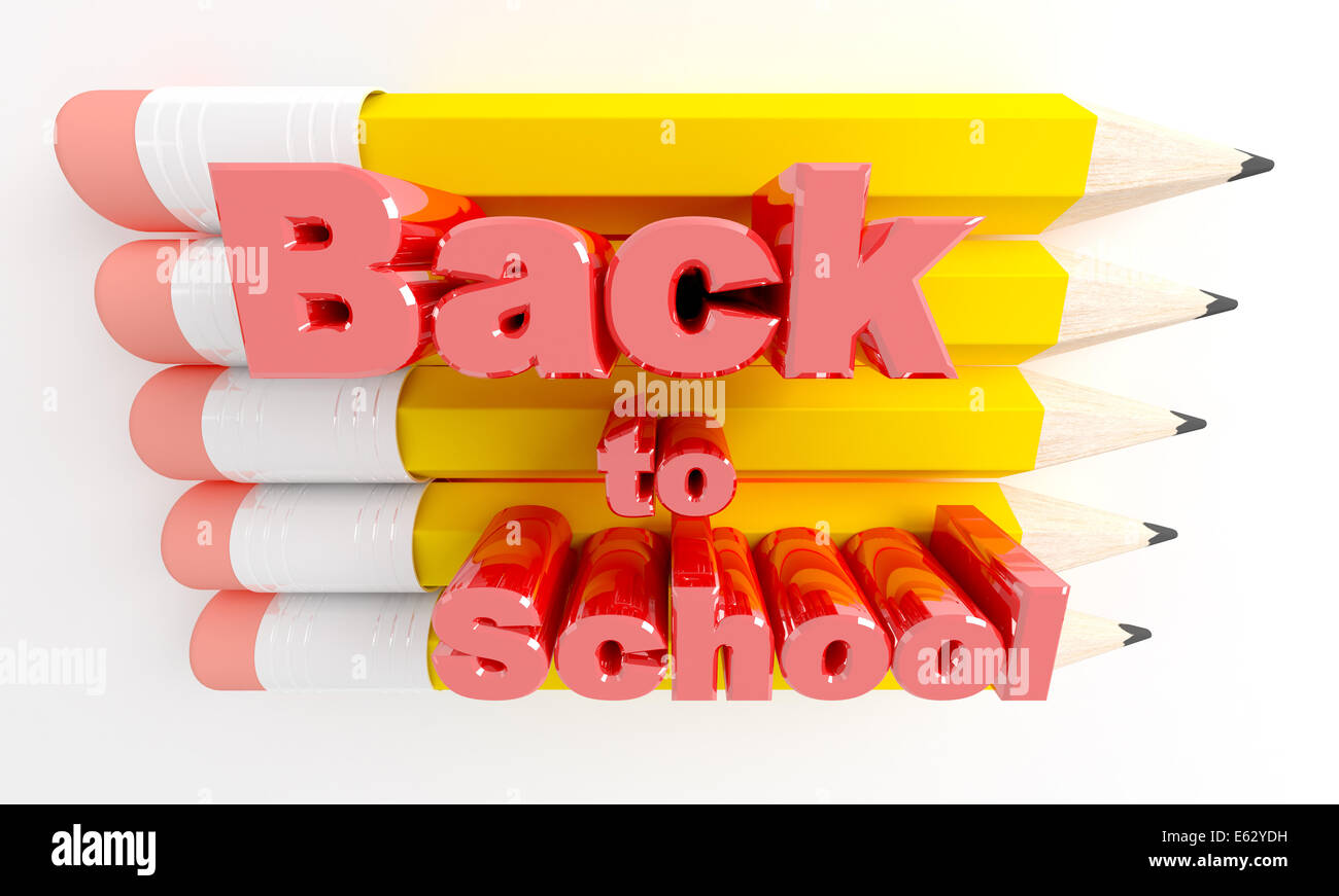 3D render of pencils and Back to school Stock Photo - Alamy