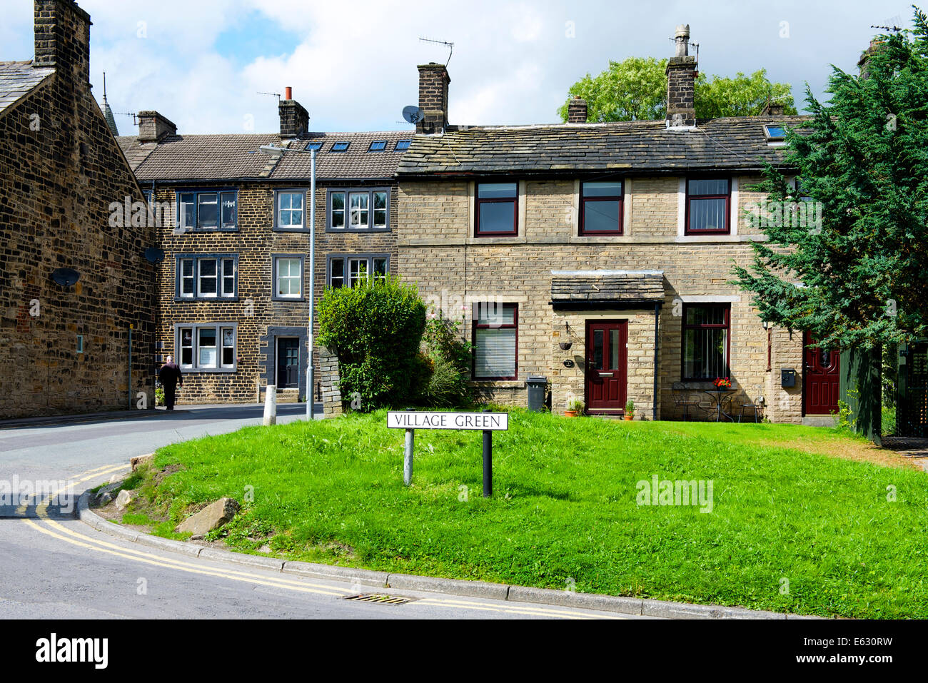 Village Green in Uppermill, Saddleworth, West Yorkshire, England UK ...