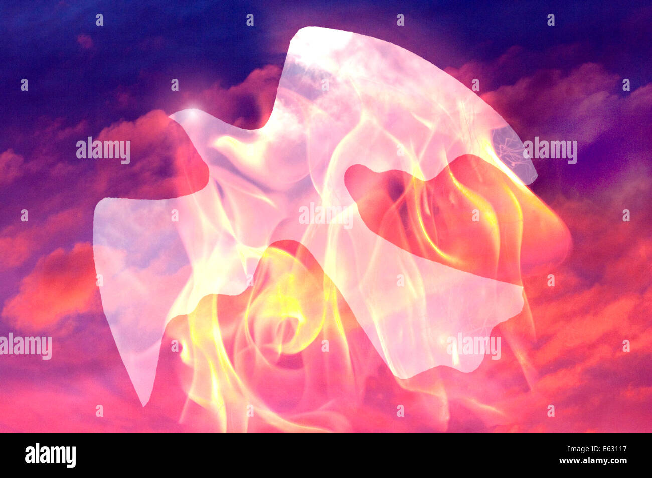 Dove of peace with flames Stock Photo - Alamy