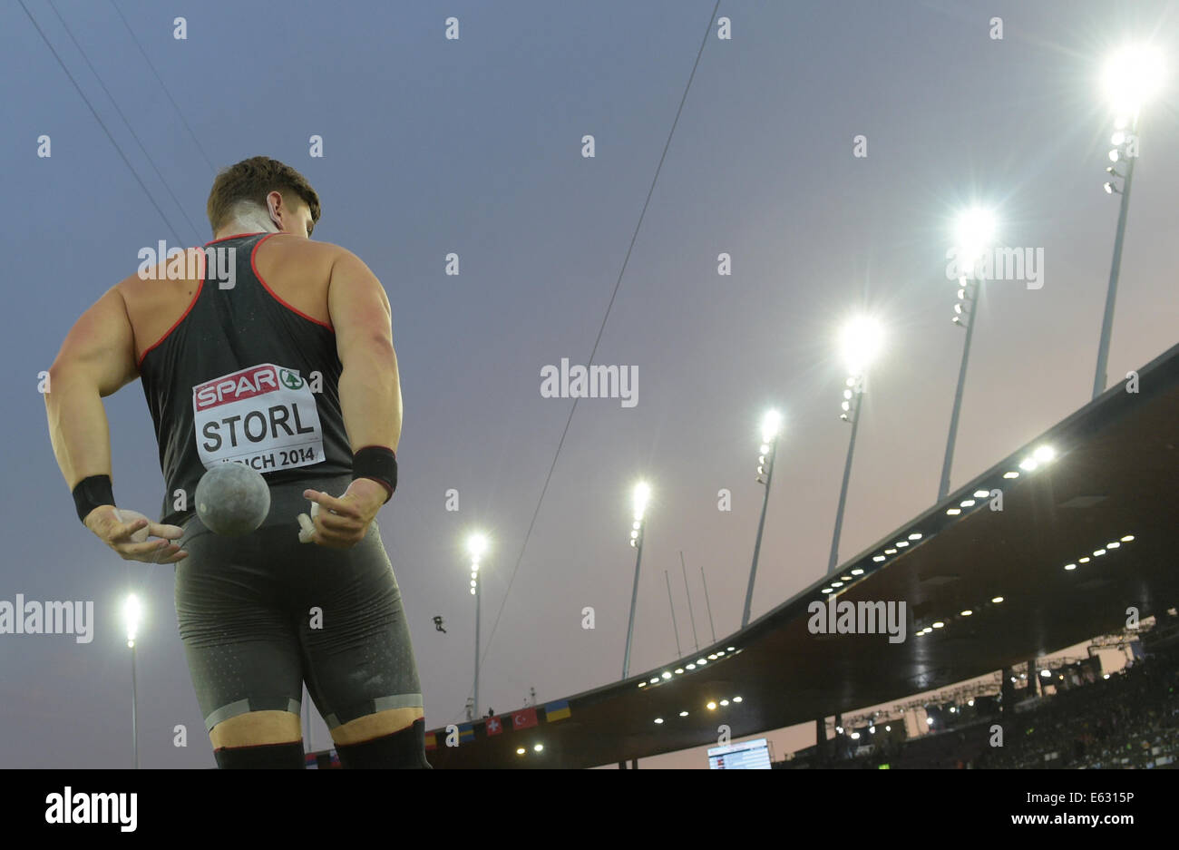 Zurich, Switzerland. 12th Aug, 2014. Winner David Storl of Germany ...