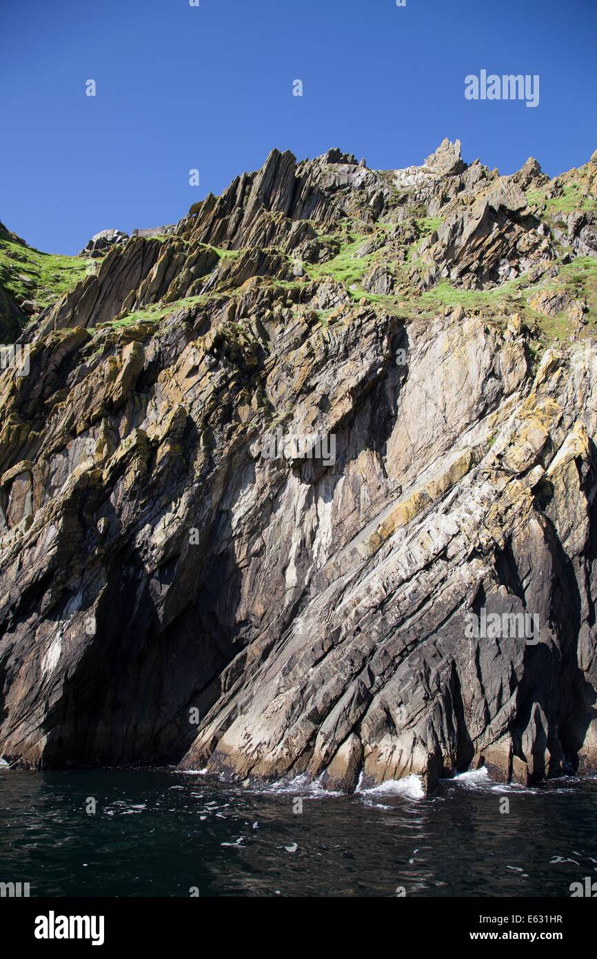 Skellig Islands Rep. Ireland. Cliffs on Great Skellig Also known as ...