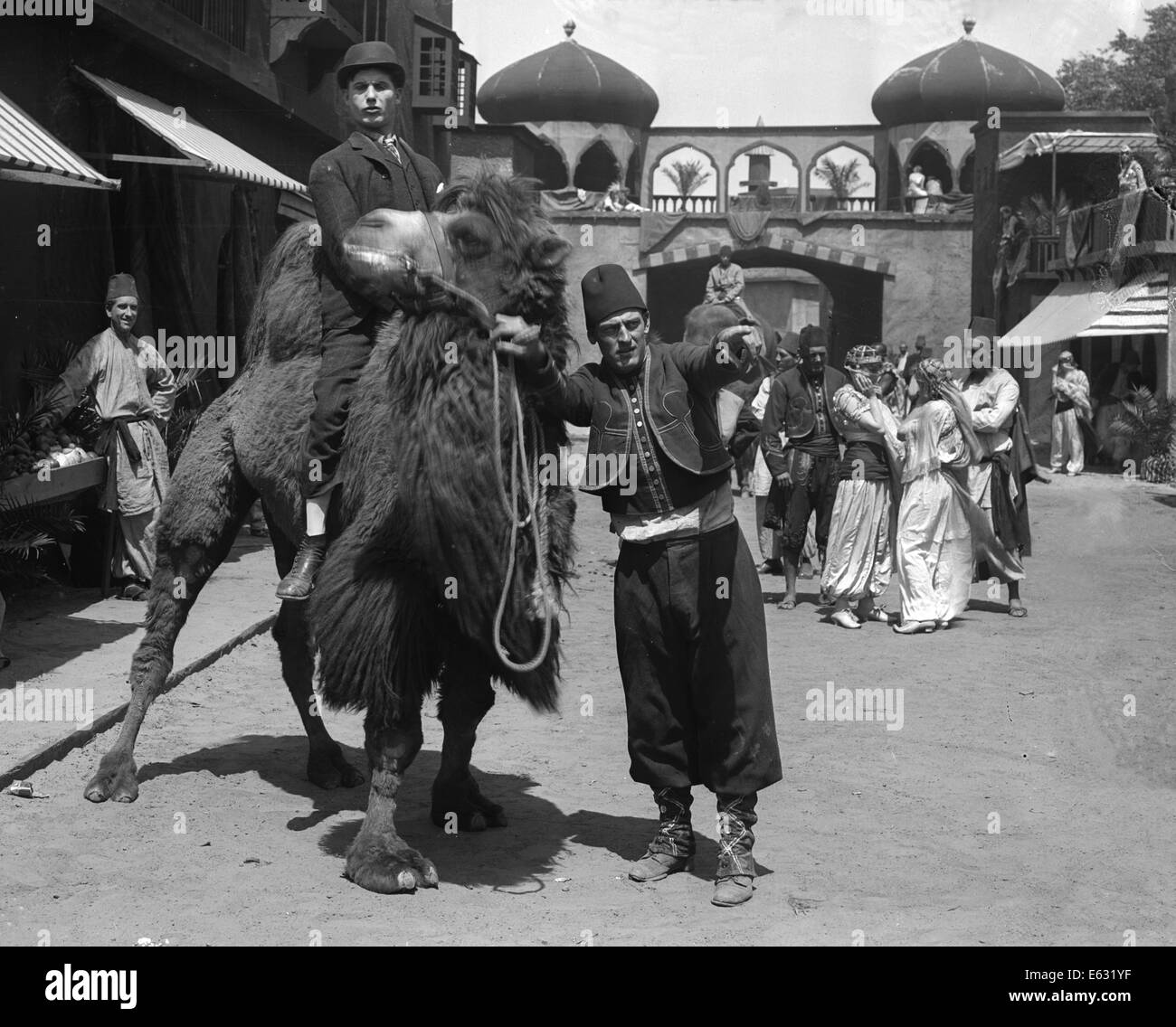 1910s 1920s LOST MAN IN BOWLER HAT RIDING BACTRIAN CAMEL ASKING ...