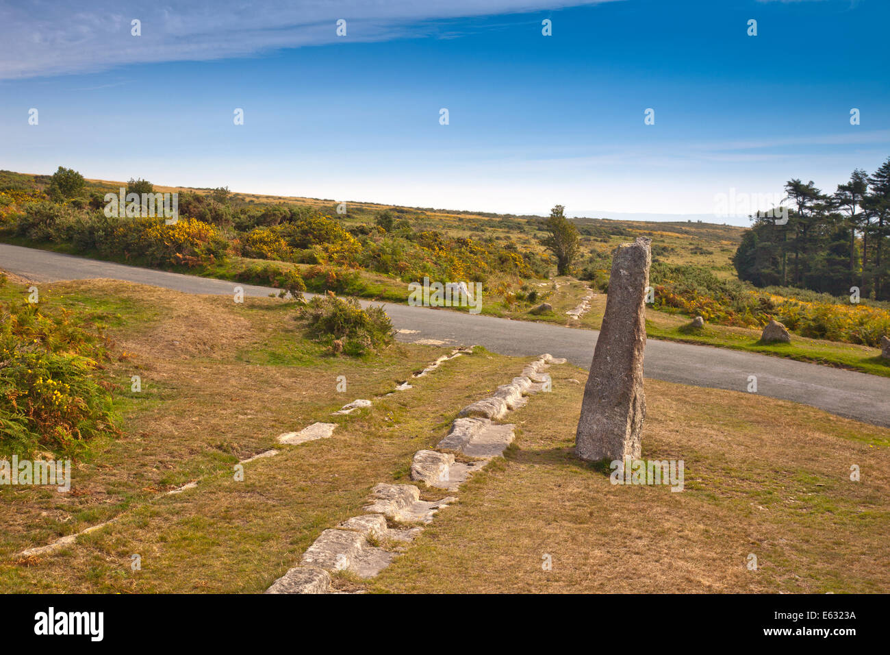 The remains of granite 'rails' of the Haytor tramway from 1820 on ...